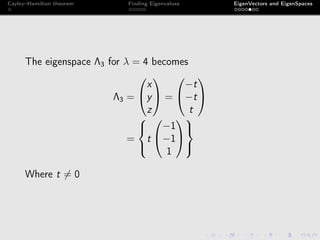Cayley-Hamilton Theorem, Eigenvalues, Eigenvectors and Eigenspace. | PDF