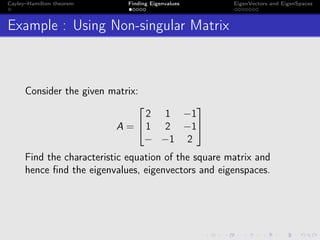 Cayley-Hamilton Theorem, Eigenvalues, Eigenvectors and Eigenspace. | PDF