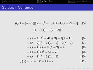Cayley-Hamilton Theorem, Eigenvalues, Eigenvectors and Eigenspace. | PDF