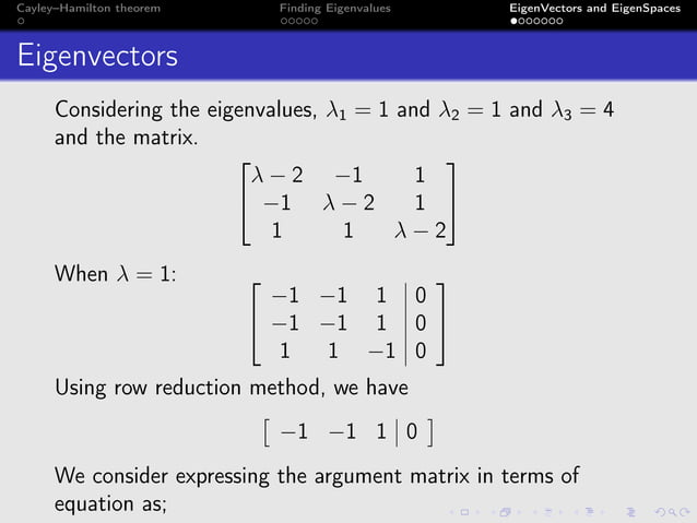Cayley-Hamilton Theorem, Eigenvalues, Eigenvectors and Eigenspace. | PDF | Physics | Science
