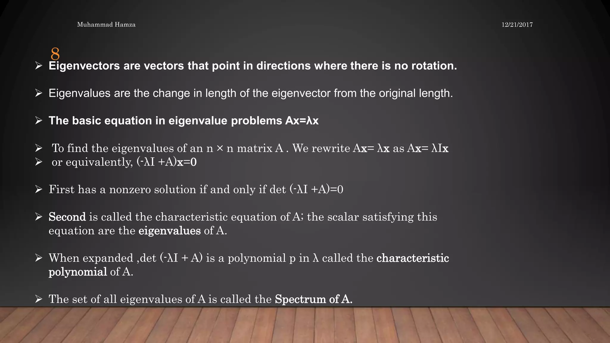Eigenvalues And Eigenvector Pptx Physics Science