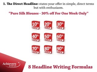 Eight powerful headline writing formulas | PPT