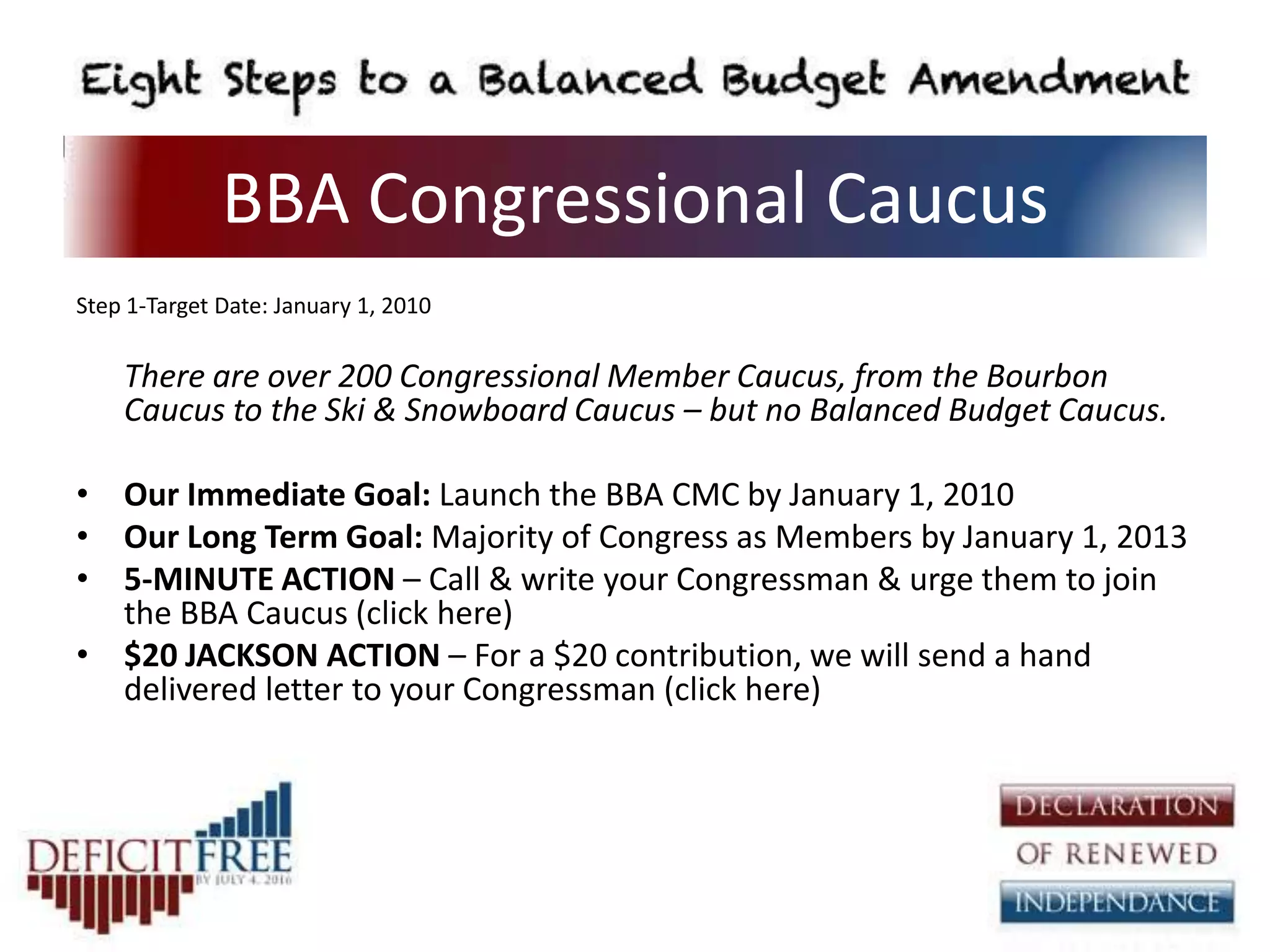 Six Steps to a Balanced Budget Amendment | PPTX