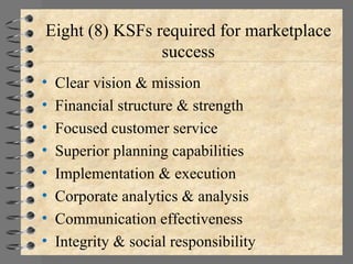 Eight (8) KSFs For Business Success | PPT