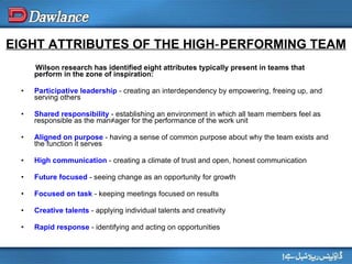 Eight Attributes Of The High Performing Team | PPT