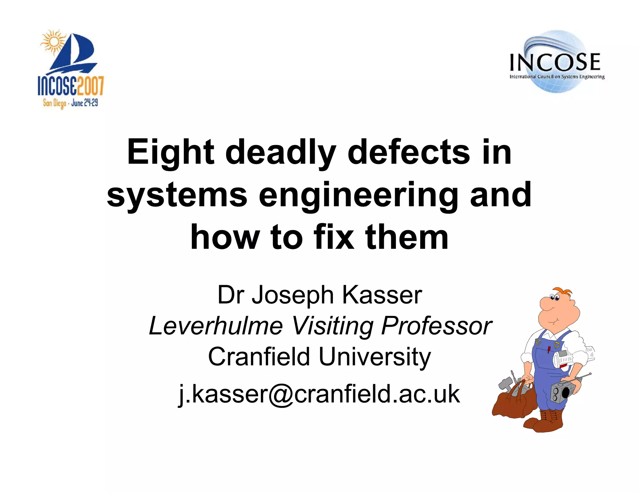 Eight deadly defects in systems engineering and how to fix them | PDF