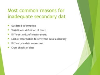 secondary data analysis for MS advance research one Lecture eight | PPT