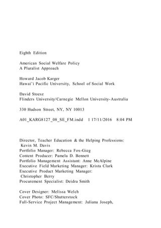 Eighth EditionAmerican Social Welfare PolicyA Plural | DOCX