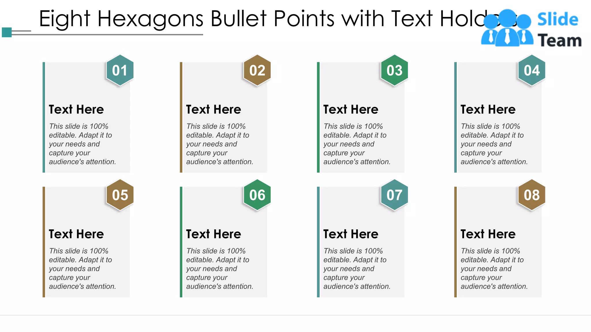 Eight Hexagons Bullet Points With Text Holders | PDF