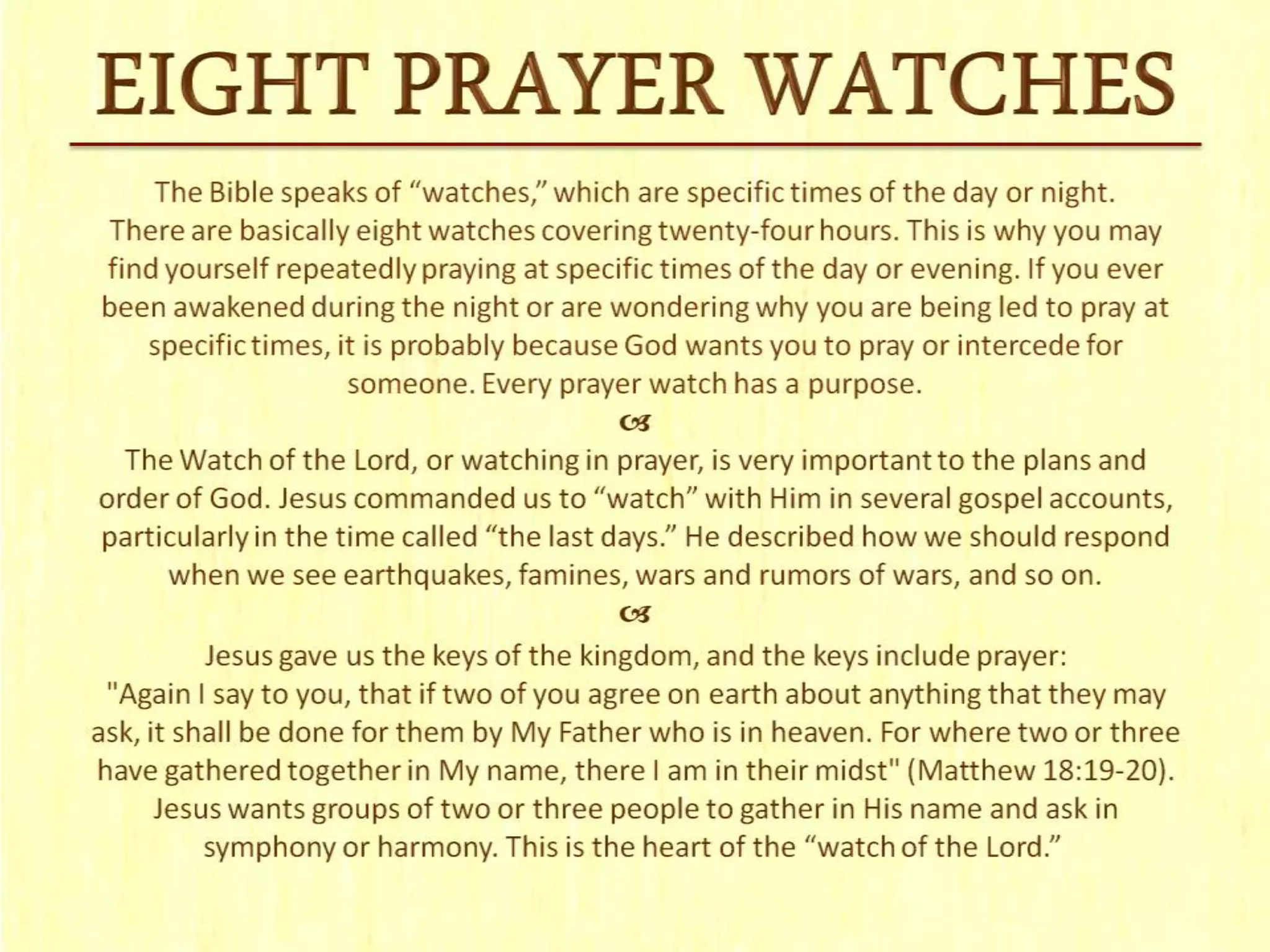 Eight Prayer Watches | PPSX