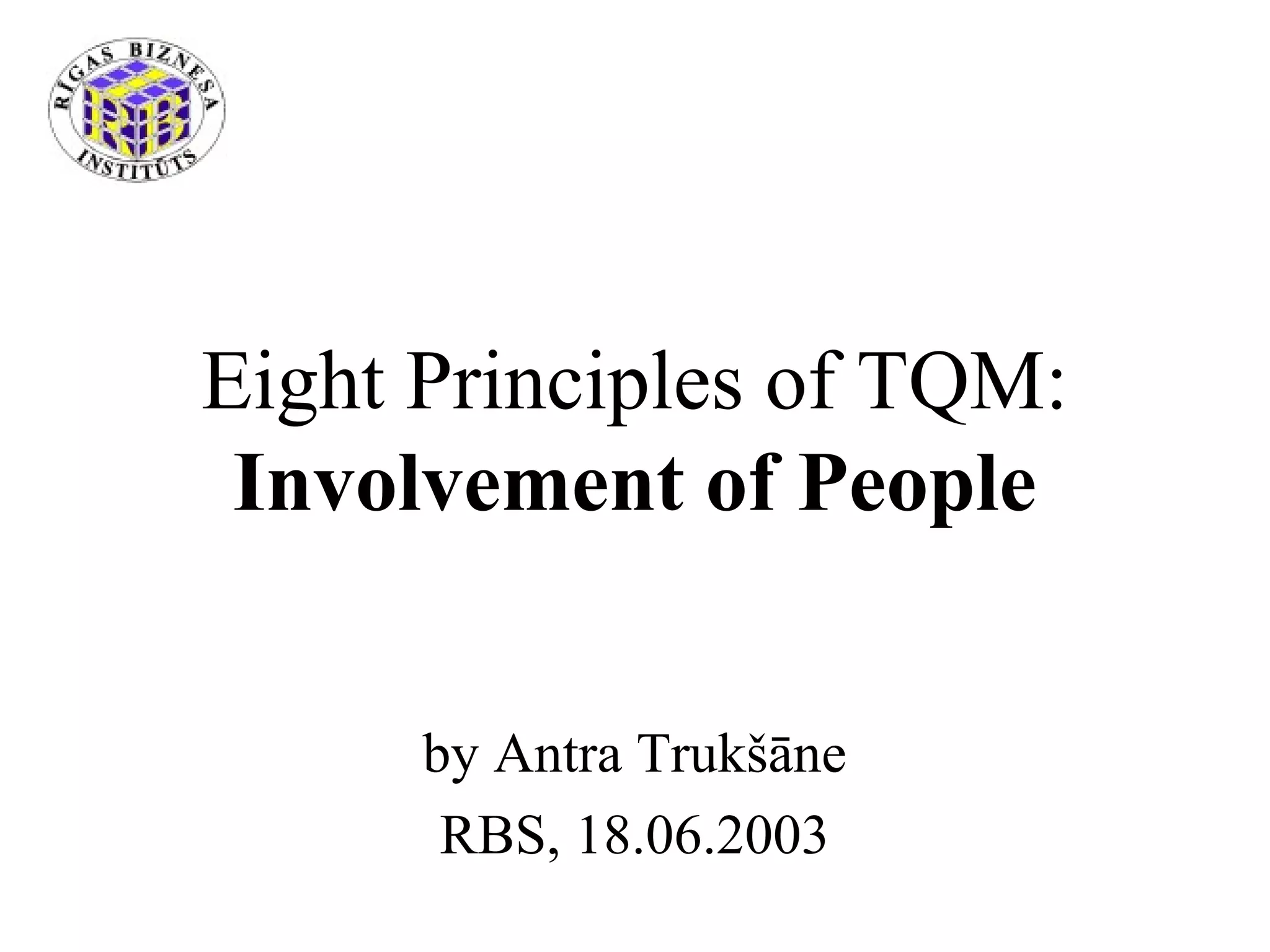 Eight principles of tqm | PPT