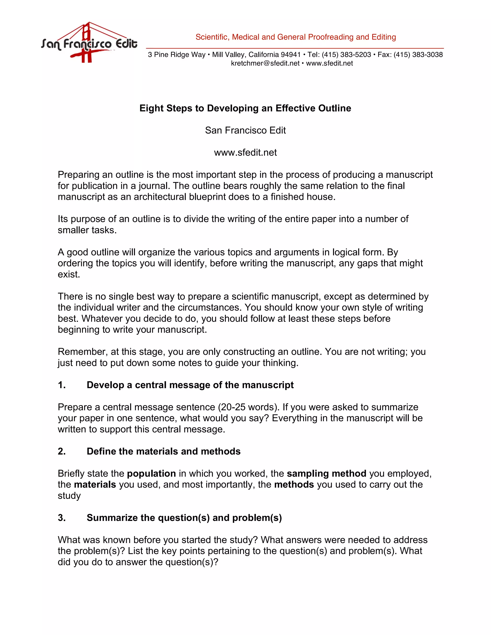 Eight steps to developing an effective outline | PDF