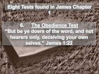 Eight tests found in james chapter 1 | PPTX | Christianity | Religion ...