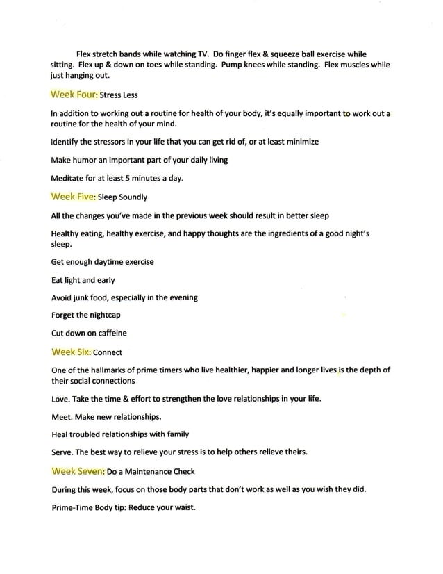 Eight week prime time plan | PDF | Fitness and Exercise | Healthy Living