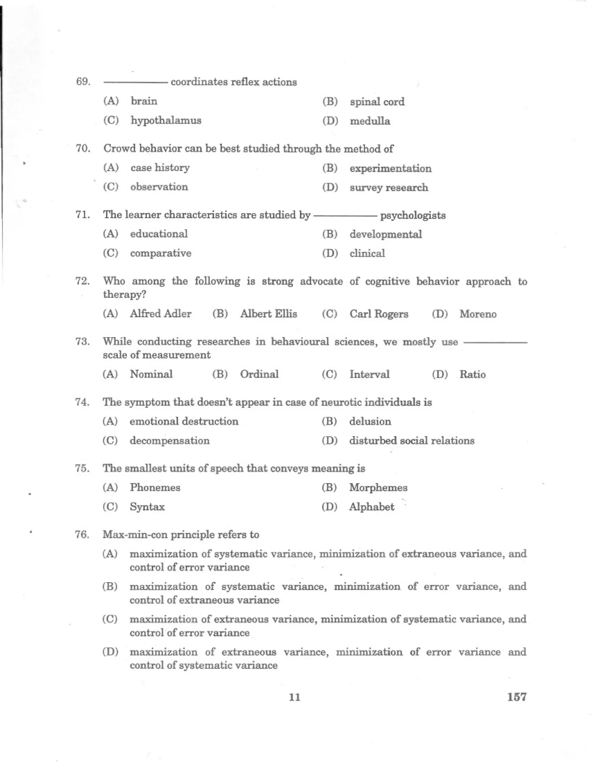 Eight years Pondicherry University Ph D Entrance Exam questions solved ...