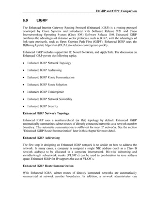 Eigrp and ospf comparison | DOCX