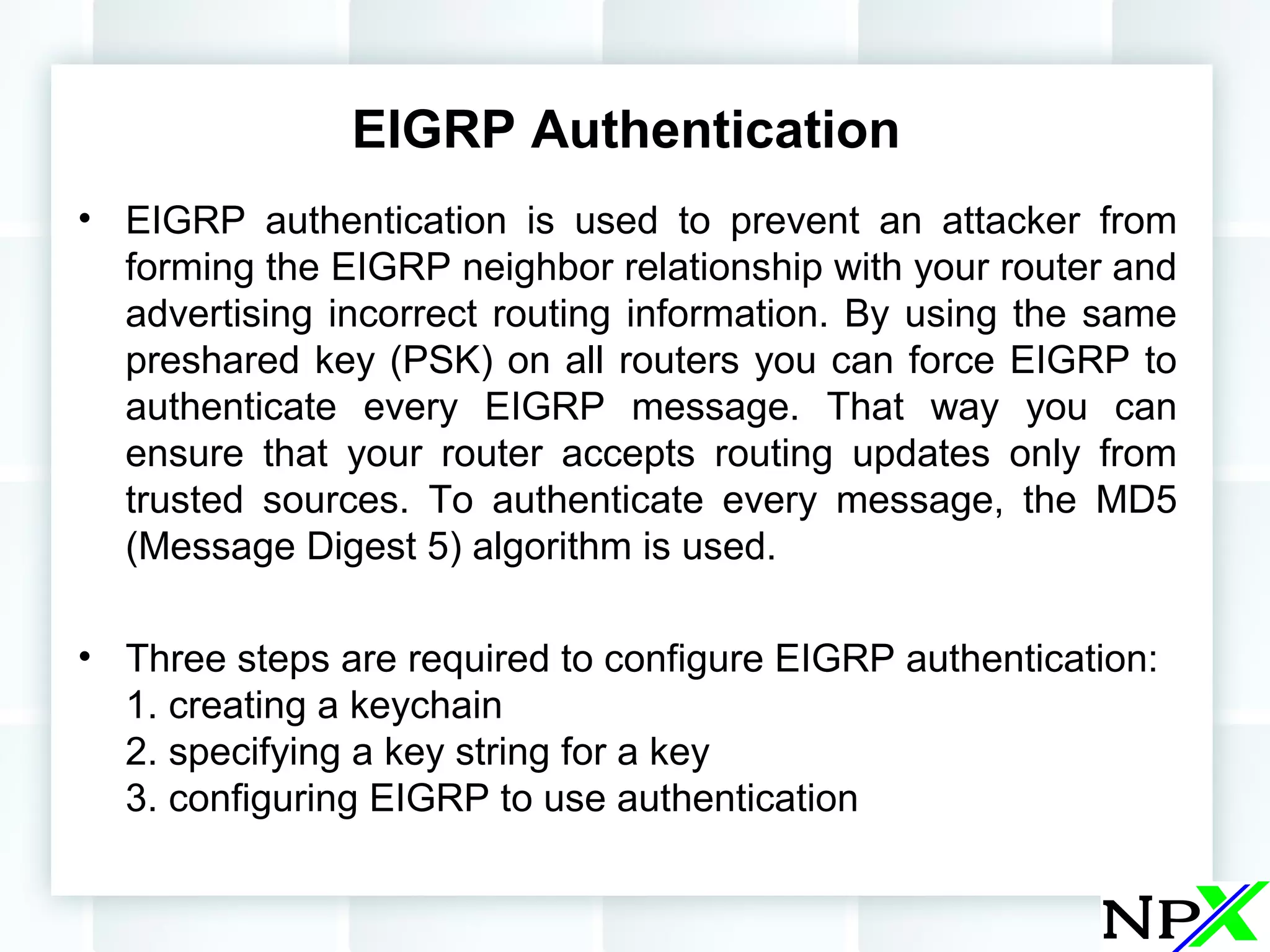 EIGRP Authentication & Load Balancing | PPT