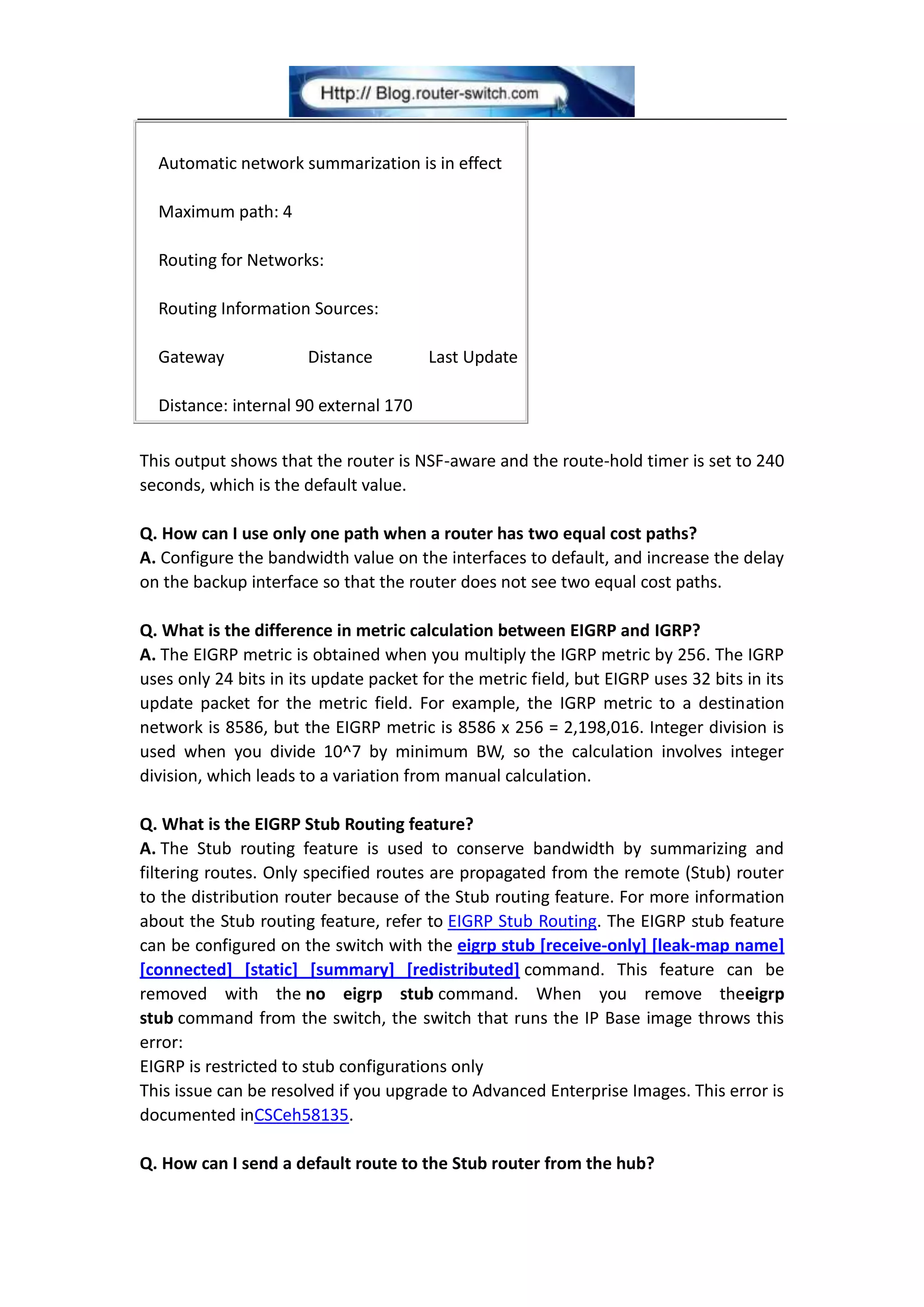 Eigrp frequently asked questions | DOCX
