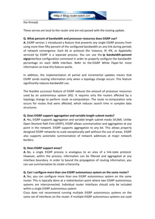Eigrp frequently asked questions | DOCX | Computer Networking | Computing