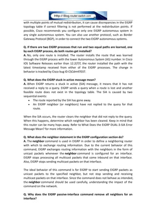 Eigrp frequently asked questions | DOCX | Computer Networking | Computing