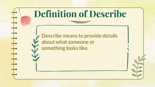 Eii3 DESCRIBING PEOPLE, PLACES AND THINGS | PPTX