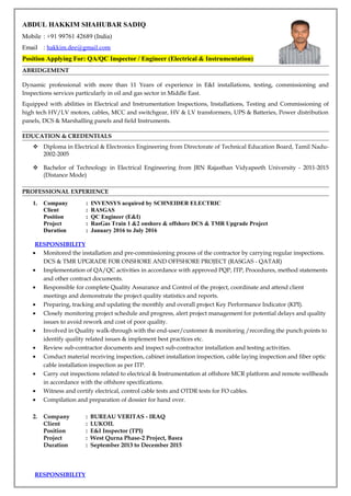 Electrical Inspector CV | DOC