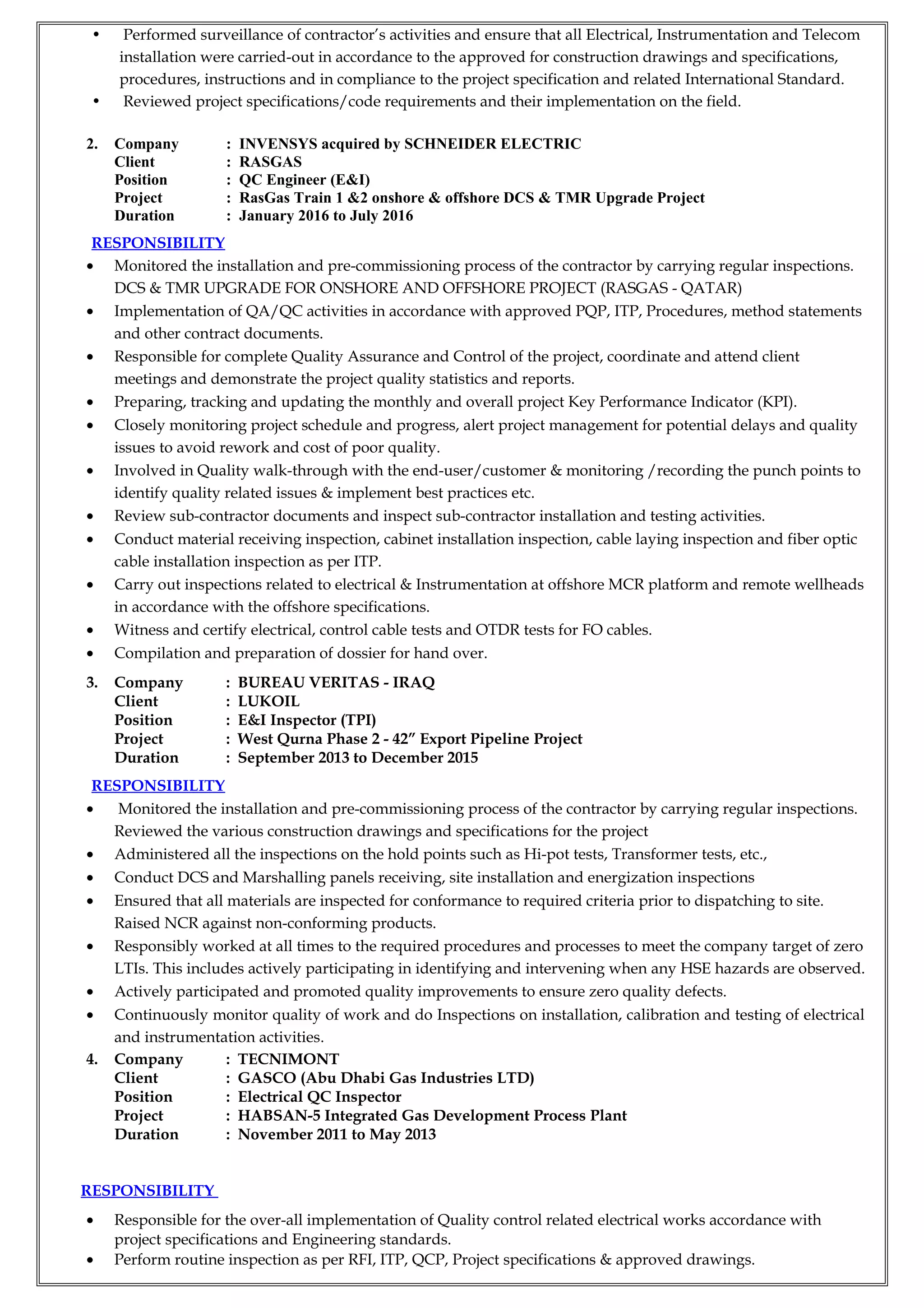 E&I inspector cv | DOC