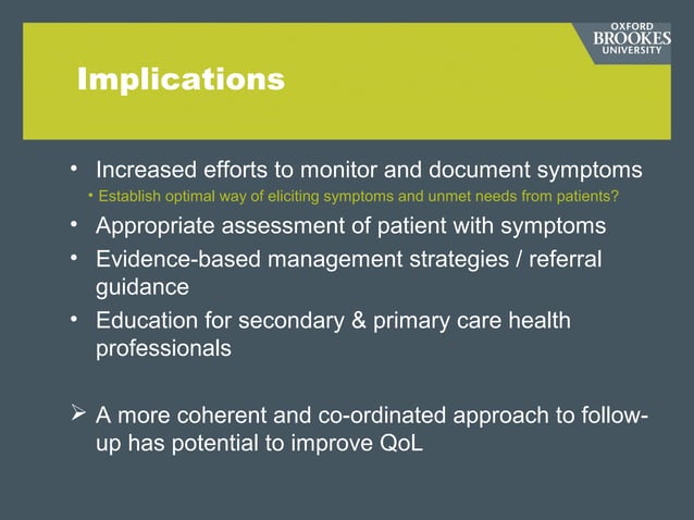 Cancer Survivorship Longer Term Issues And The Role Of Primary Care