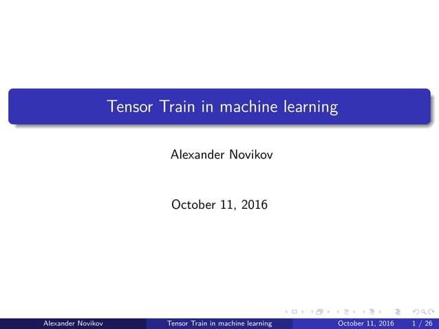 Tensor Train decomposition in machine learning | PDF | Technology & Computing