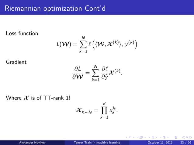 Tensor Train decomposition in machine learning | PPT