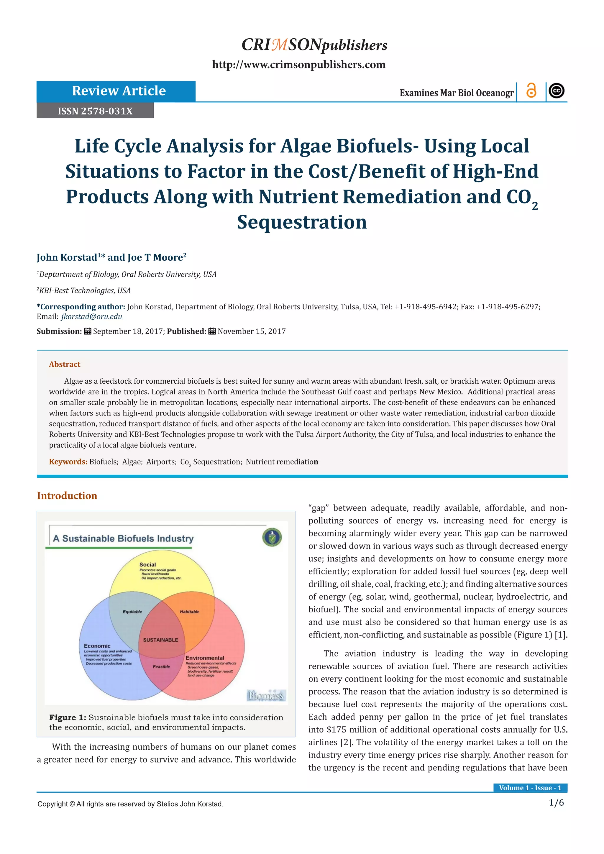 Life Cycle Analysis for Algae Biofuels- Using Local Situations to ...