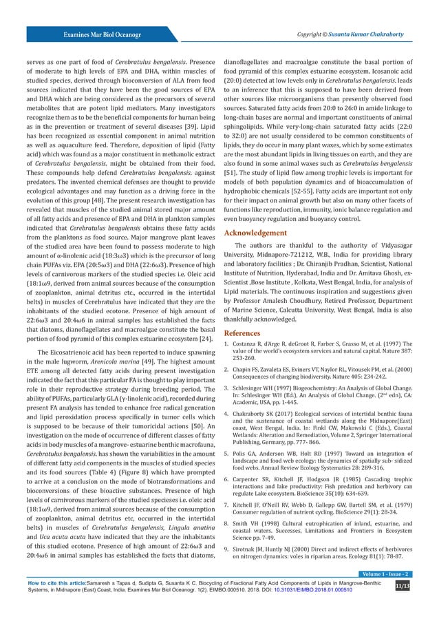 Biocycling of Fractional Fatty Acid Components of Lipids in Mangrove ...