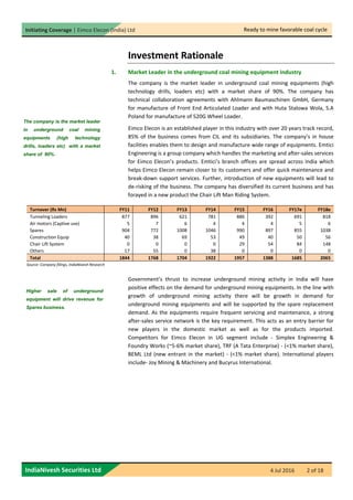 Eimco elecon-initiating-coverage-04072016 | PDF