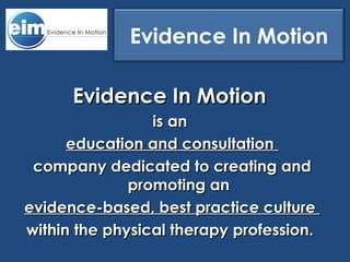 EIM's Orthopaedic Manual Physical Therapy Fellowship | PPT