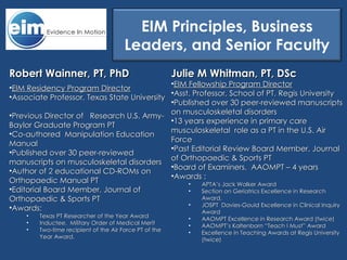 EIM's Orthopaedic Manual Physical Therapy Fellowship | PPT