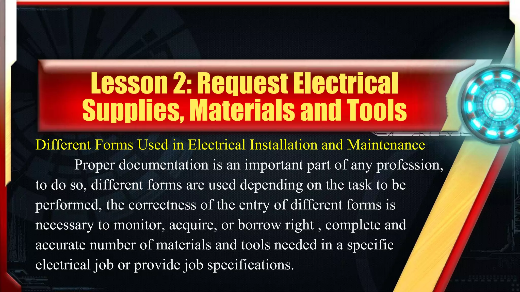 EIM 7/8 Lesson 1: Prepare Electrical Tools and Materials | PPTX