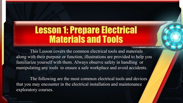 EIM 7/8 Lesson 1: Prepare Electrical Tools and Materials | PPTX