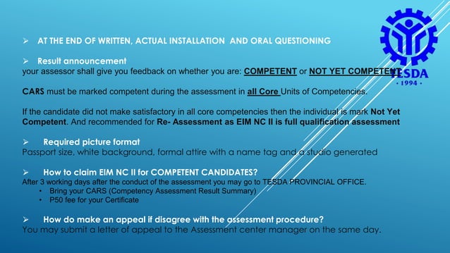 EIM NCII ASSESSMENT ORIENTATION.pptx | Educational Assessment | Education