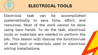 COMMON ELECTRICAL TOOLS AND MATERIALS | PPTX