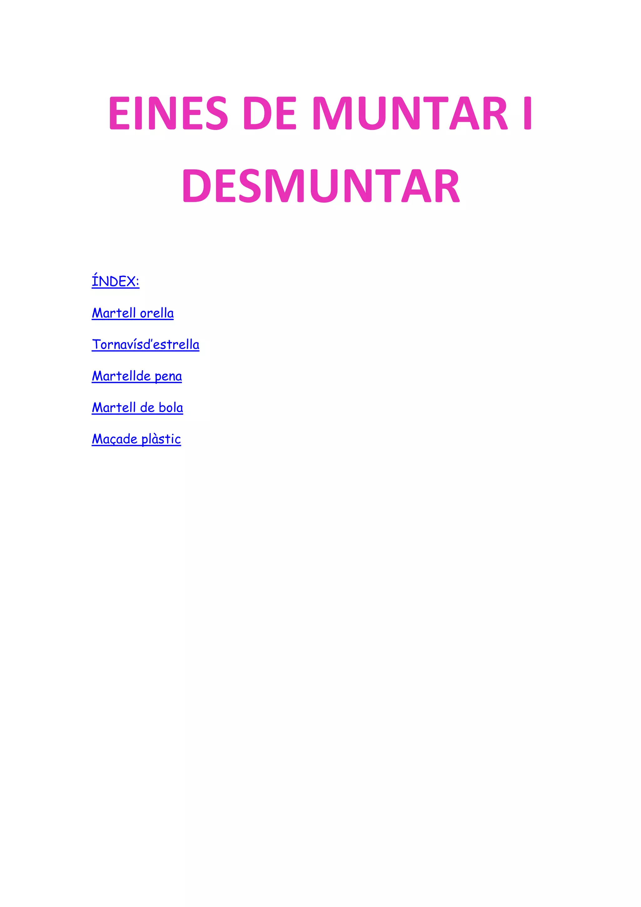 Eines de muntar i desmuntar | PDF