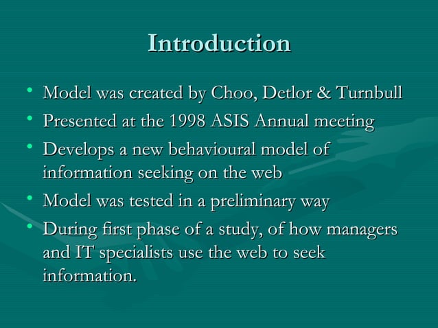 Information Seeking Behaviour Models | PPT