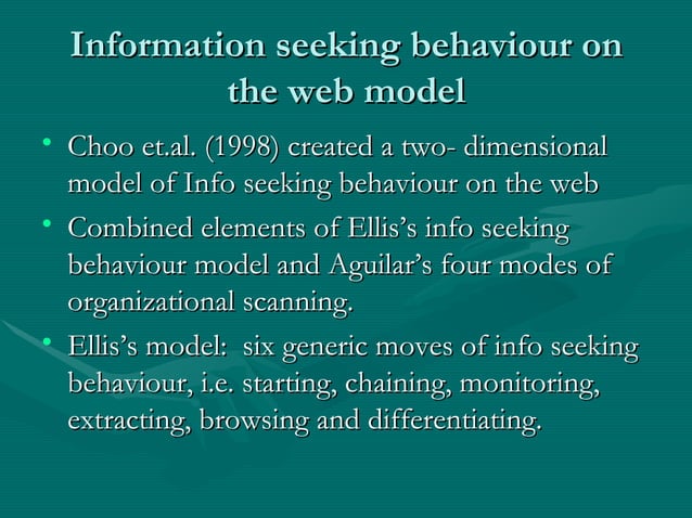 Information Seeking Behaviour Models | PPT