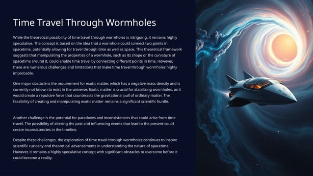 Einstein-Rosen-Bridge, Wormholes and time travel possibilities | PPTX | Physics | Science