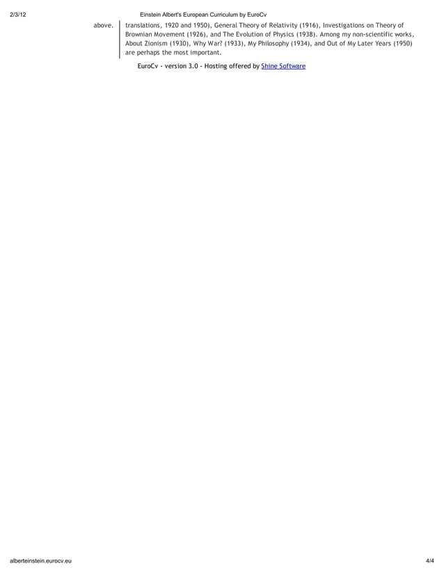 Einstein albert's european curriculum by euro cv | PDF | Physics | Science