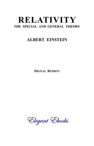 Einstein relativity theory | PDF