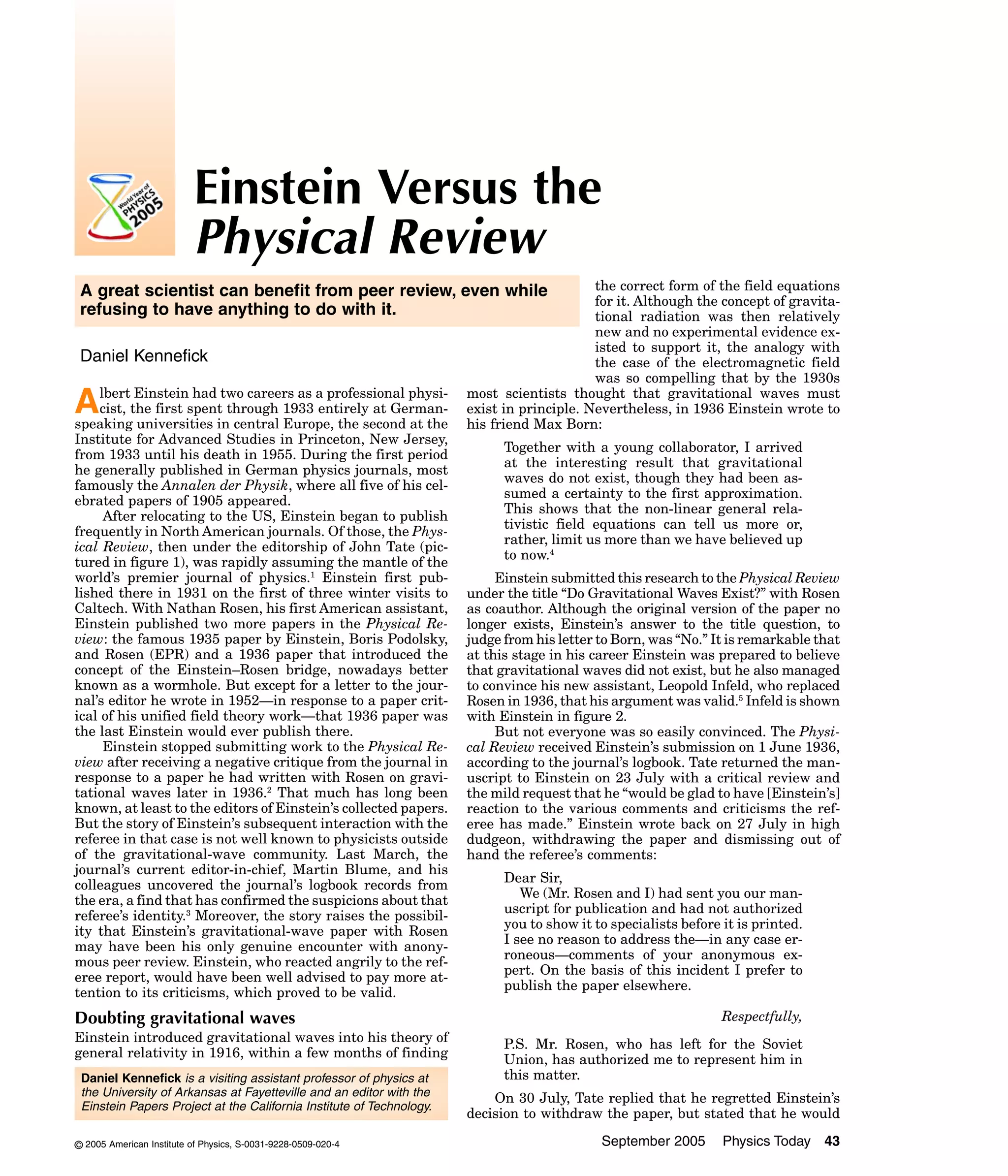 Einstein v Physical Review | PDF