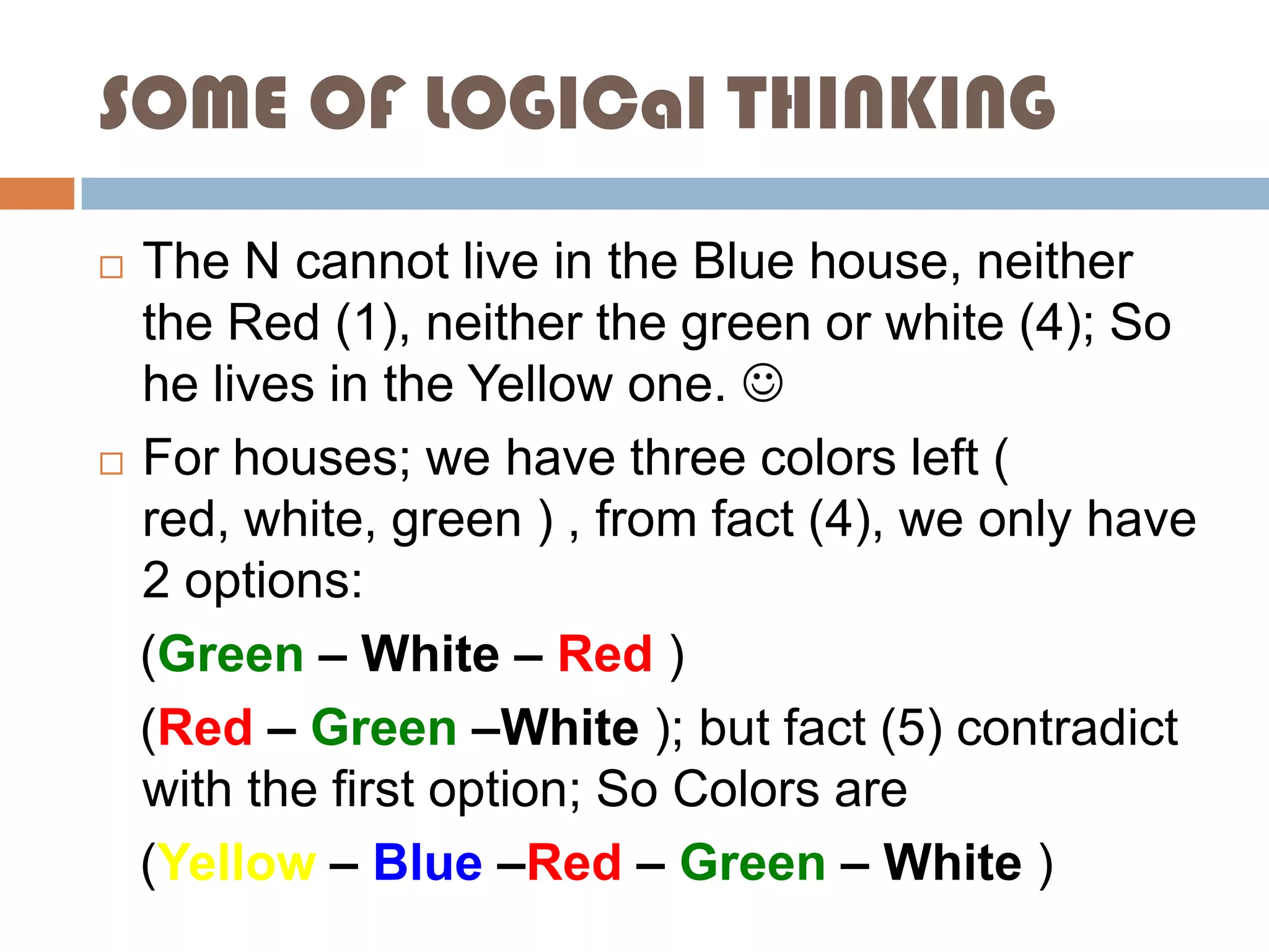 Einstein riddle solution | PPSX