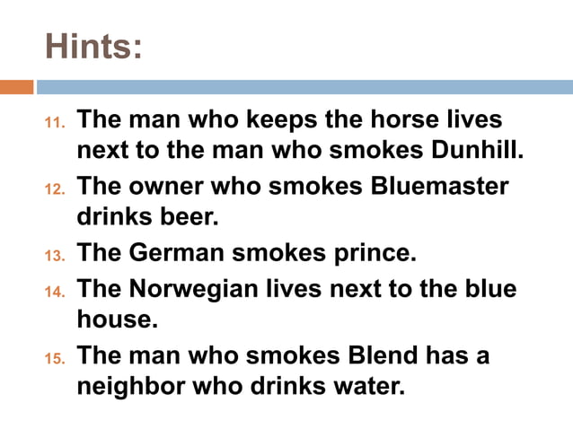 Einstein riddle solution | PPT