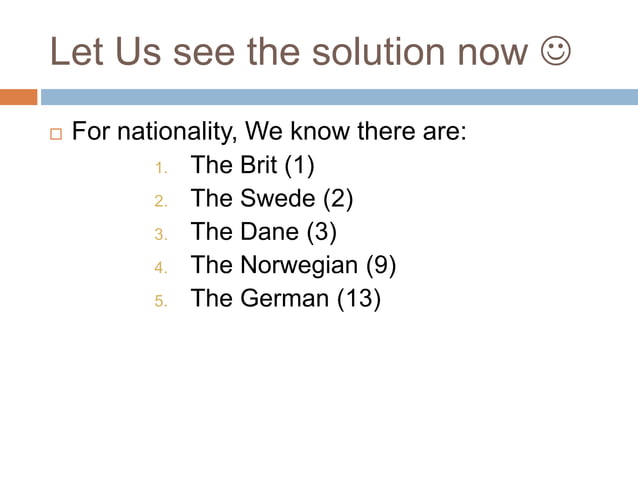 Einstein riddle solution | PPT