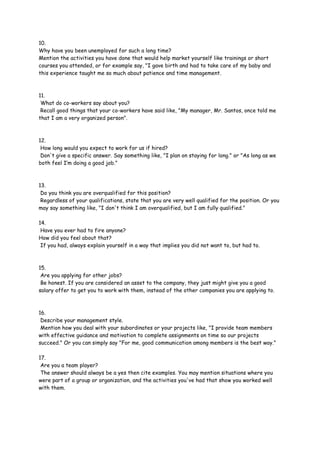 Einterview questions | PDF | Resume Writing and Advice | Job Search